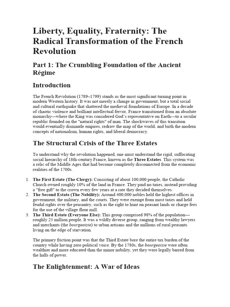 Liberty, Equality, Fraternity. The Radical Transformation of The French ...