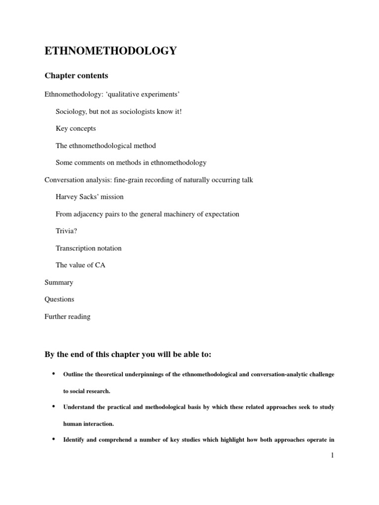 Ethnomethodology | Sociology | Social Research