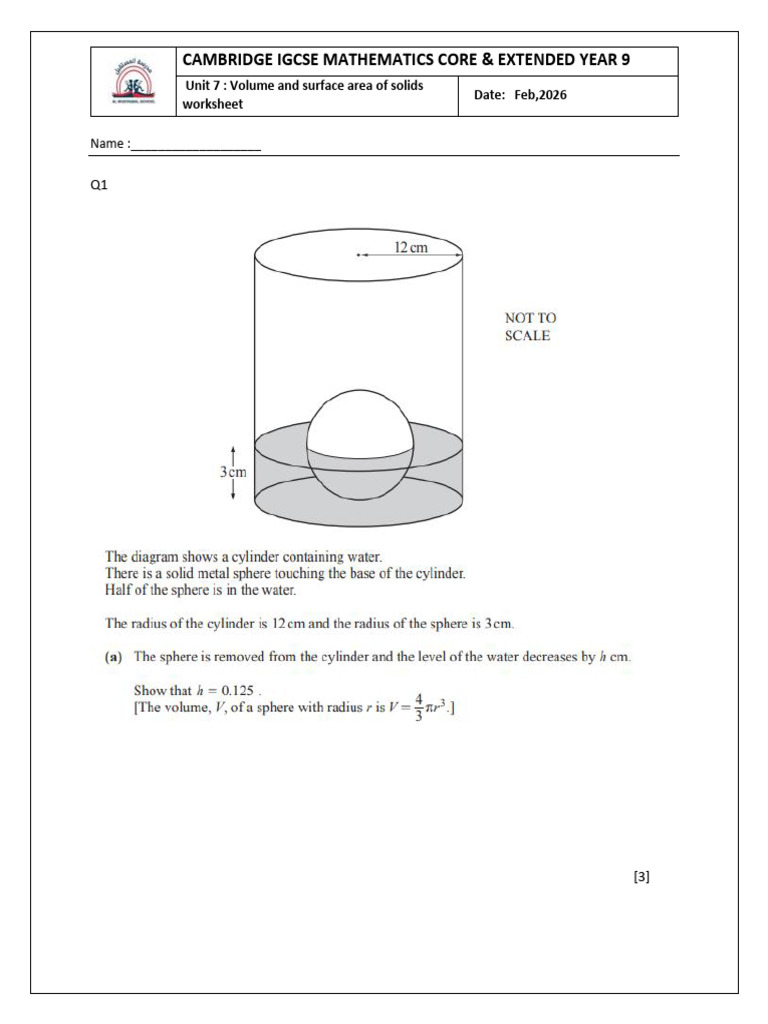 Volume and Surface Area of Solids Worksheet | PDF
