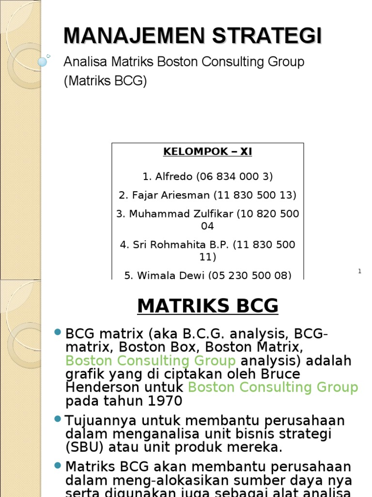 Manajemen Strategi - Presentasi BCG Matrix | PDF | Bisnis | Pengelolaan ...