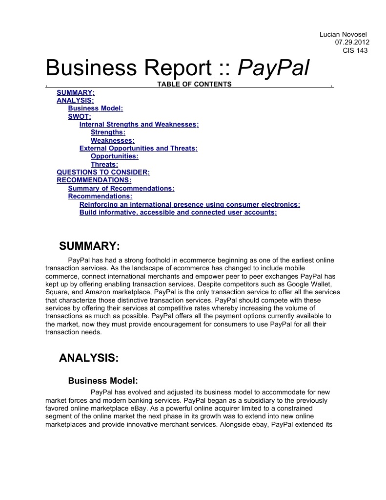 Case Report :: PayPal | PDF | Pay Pal | Financial Transaction