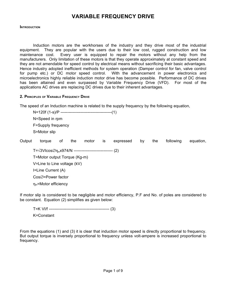 VFD Basics | PDF | Power Inverter | Electric Motor