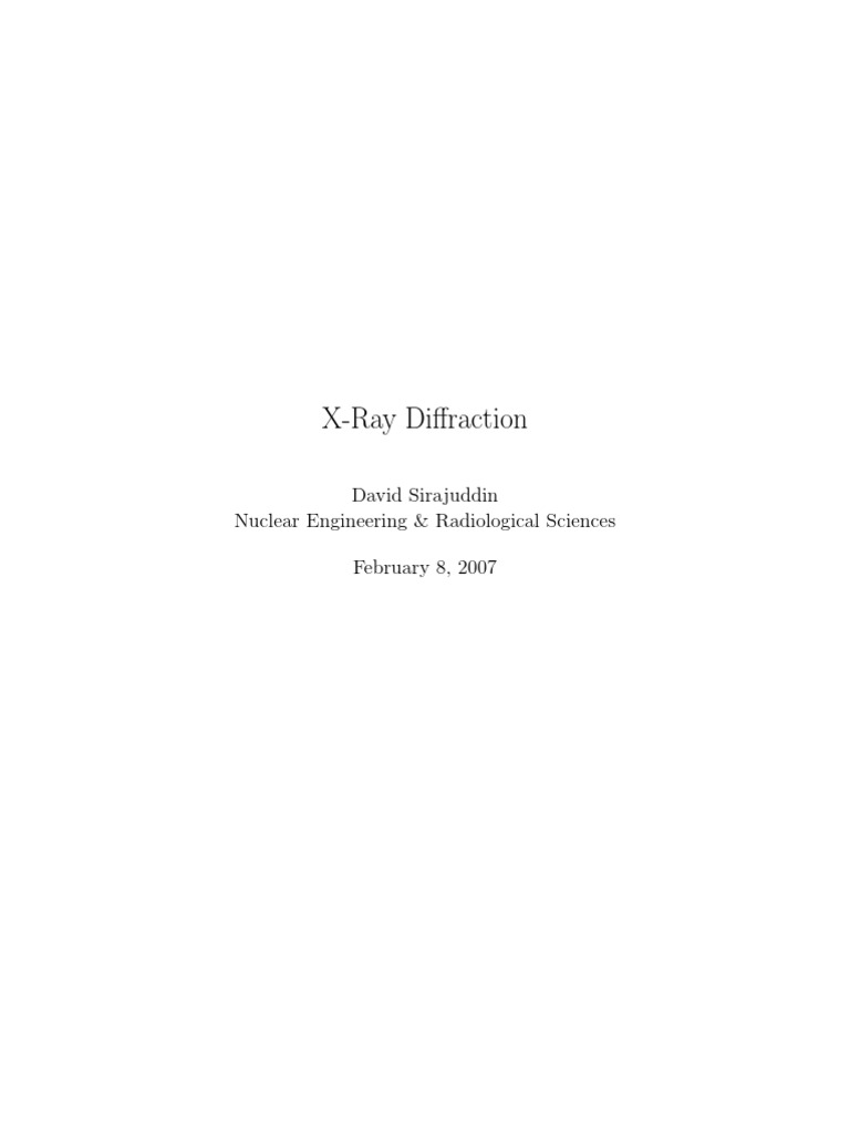 X Ray Diffraction Final Version Pdf