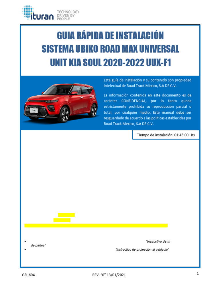 Gr_604 Guia Rápida de Instalación Sistema Ubiko Road Max Universal Unit ...