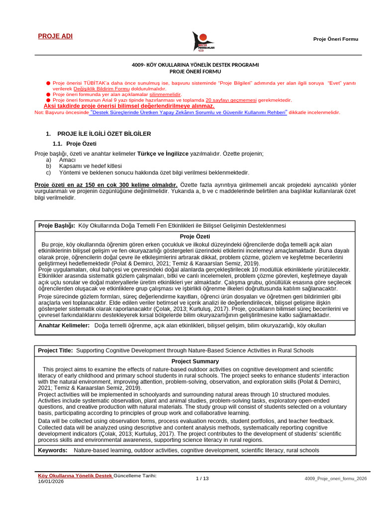 4009 Proje Oneri Formu 0 | PDF