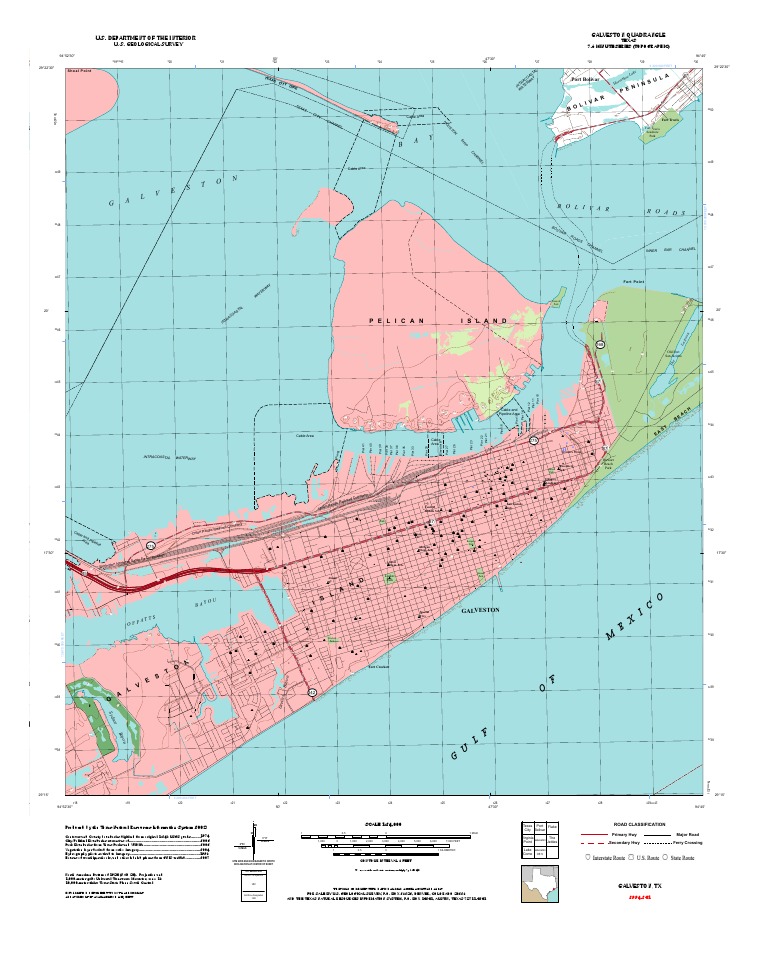 Topographic Map of Galveston | PDF | Geomatics | Navigation