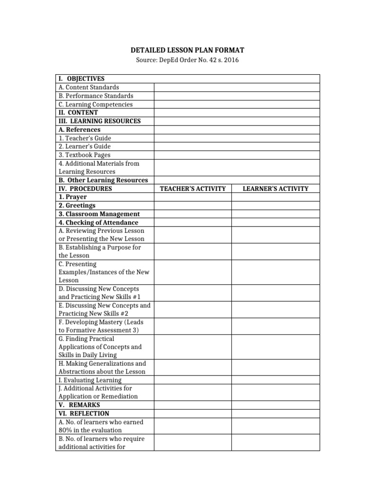 Detailed Lesson Plan Format | PDF