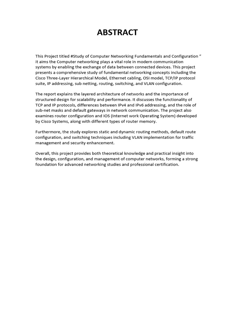 Study of Computer Networking Fundamentals and Configuration Final Year ...