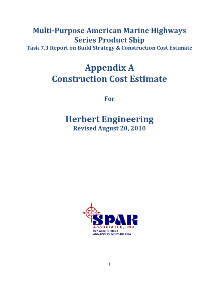 Costruction Cost Estimate | PDF | Shipbuilding | Ships