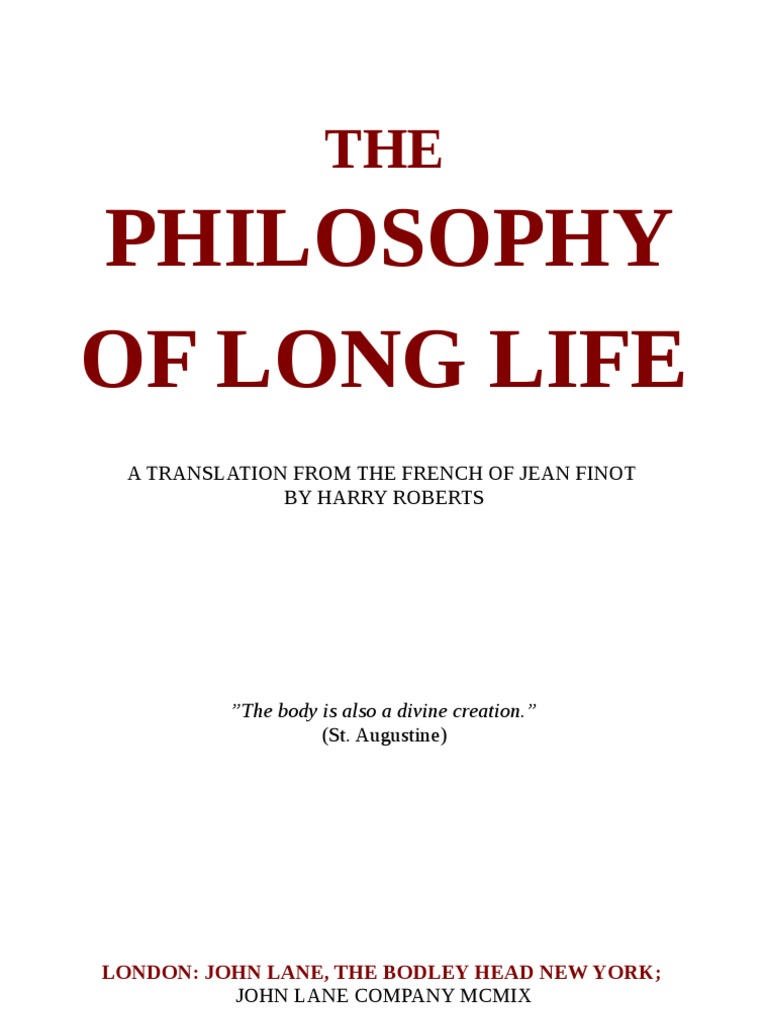 The Philosophy of Long Life - JEAN FINOT | PDF | Immortality | Afterlife