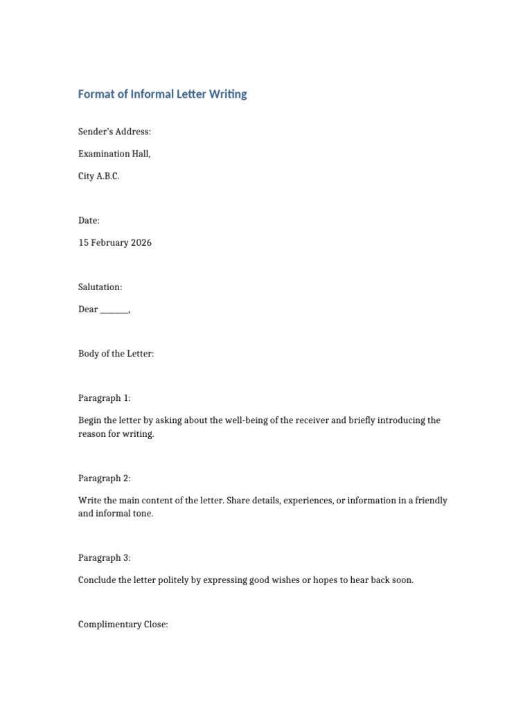 Informal Letter Writing Format | PDF
