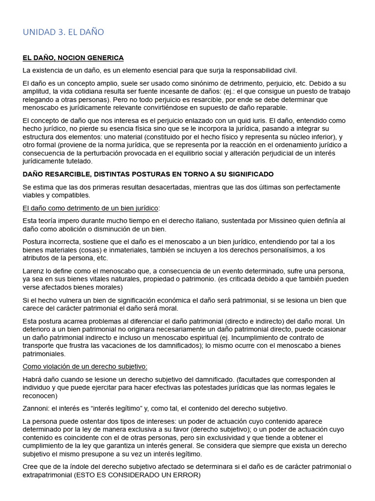 Unidad 3 El Daño | PDF | Daños y perjuicios | Pagos