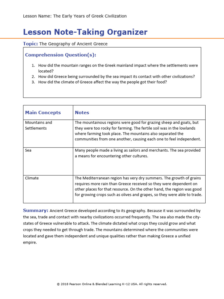 U.3 L.1 The Early Greek Civilization | PDF