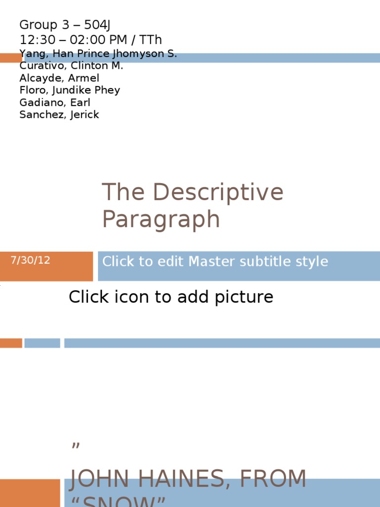 The Descriptive Paragraph | PDF | Adjective | Senses