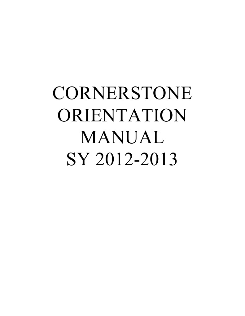 Cornerstone Orientation Manual Final | PDF | Facilitator | Parenting