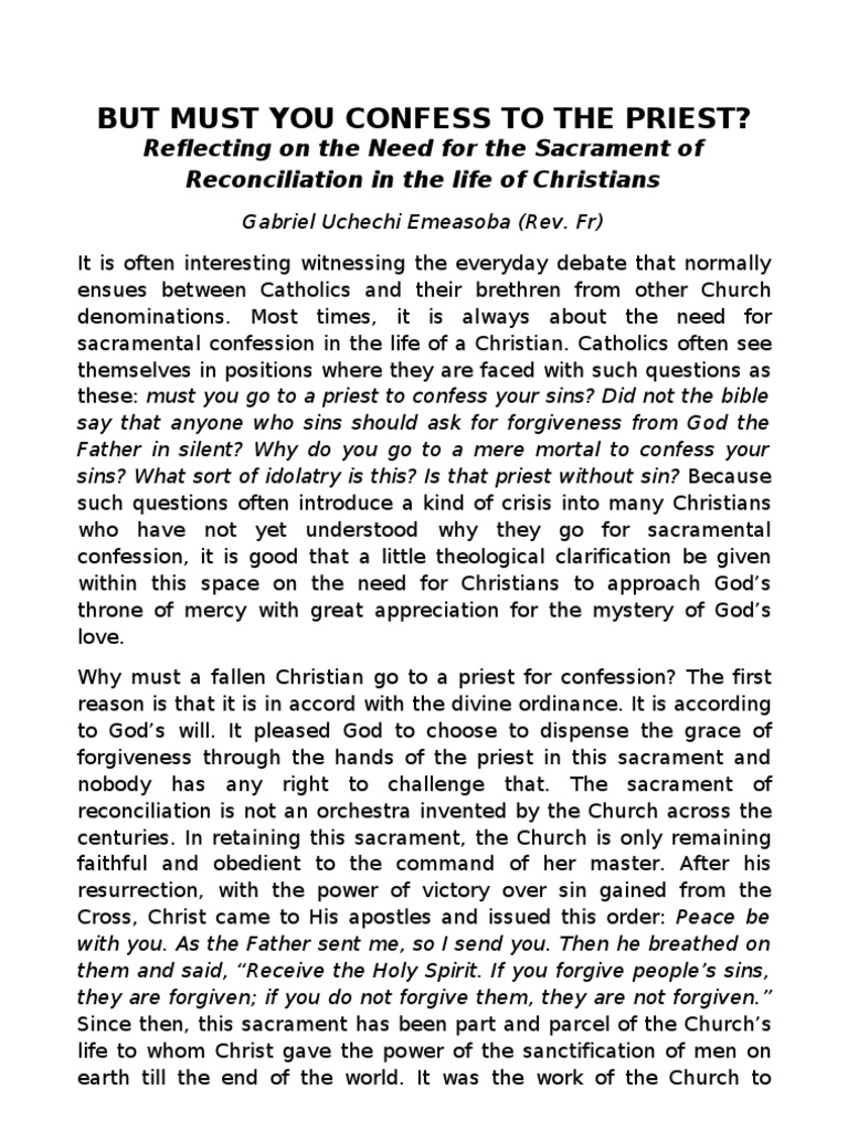But Must You Confess To The Priest | PDF | Confession (Religion ...