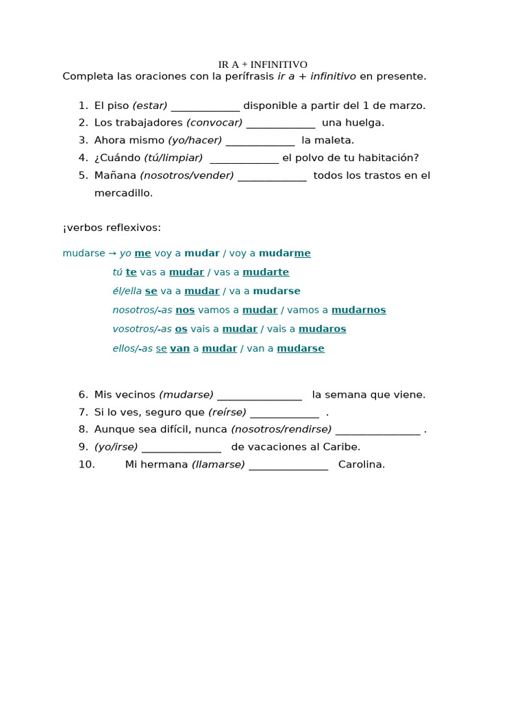 IR a + Infinitivo | PDF