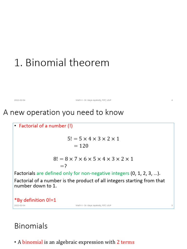 Mathematics II Binomial Theorem | PDF | Numbers | Mathematics