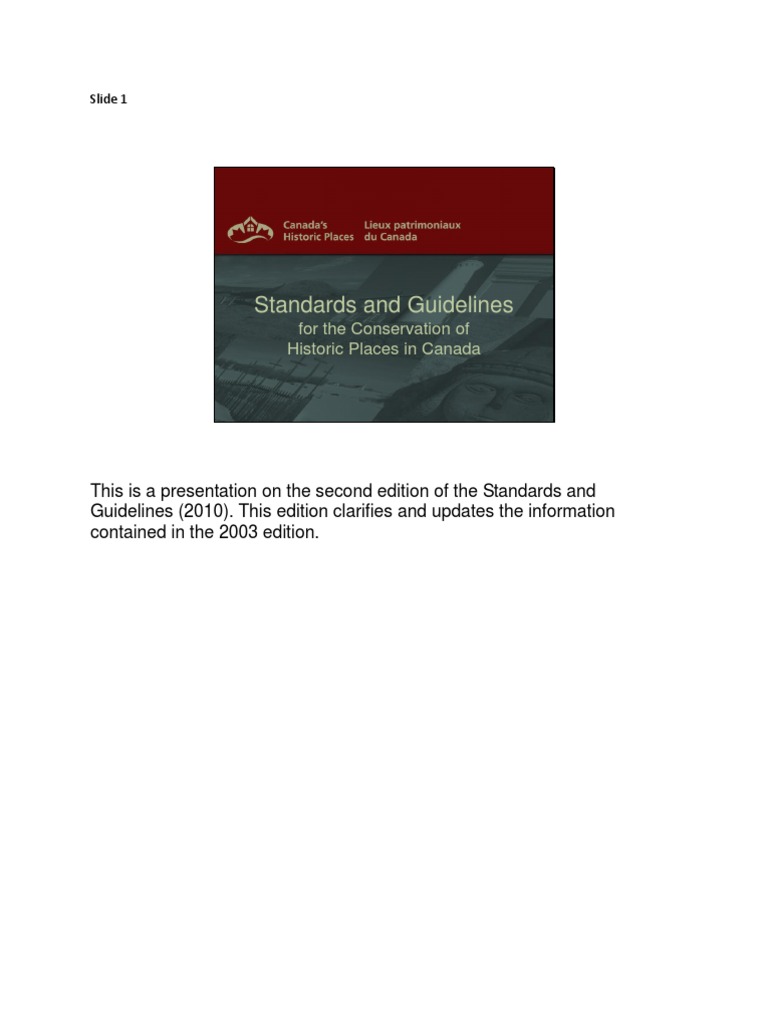 Standards and Guidelines: For The Conservation of Historic Places in ...