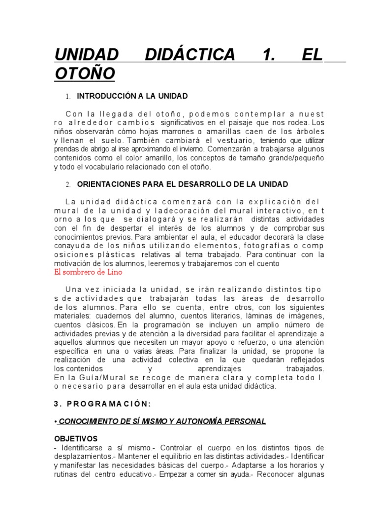 Unidad Didáctica El Otoño | PDF | Ritmo | Planificación