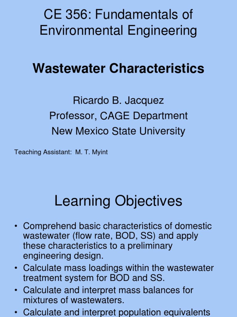 5 Wastewater Characteristics | PDF | Sewage Treatment | Water Pollution