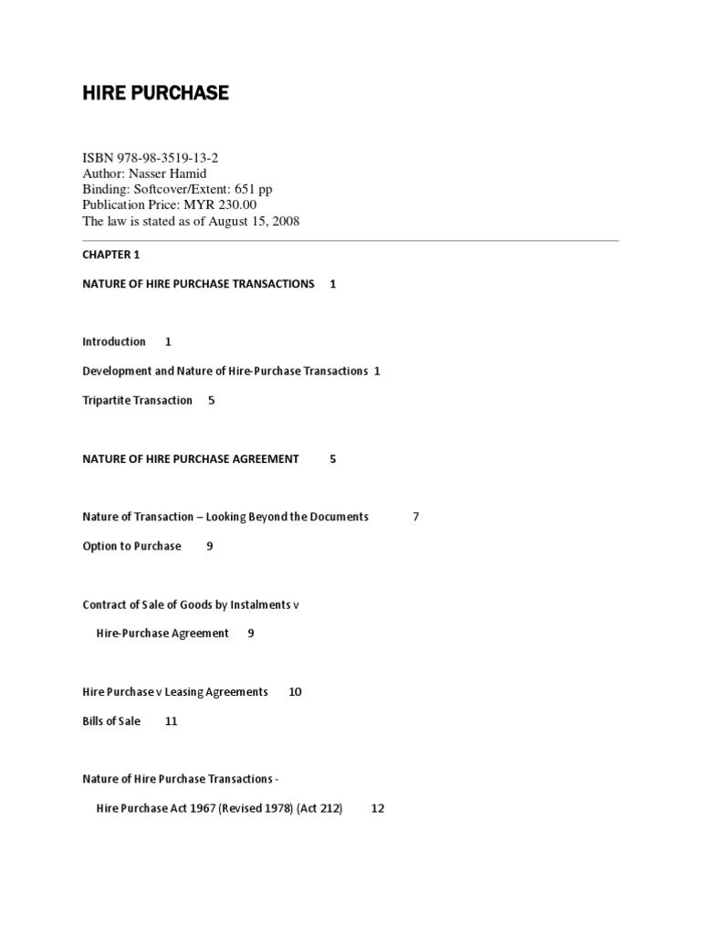Hire Purchase | PDF | Assignment (Law) | Guarantee