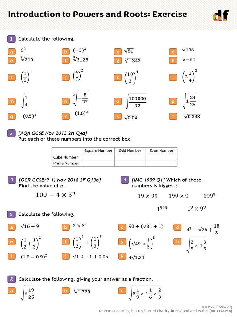 MYP2 1.2.1 Introduction To Powers and Roots (Including Square and Cube ...