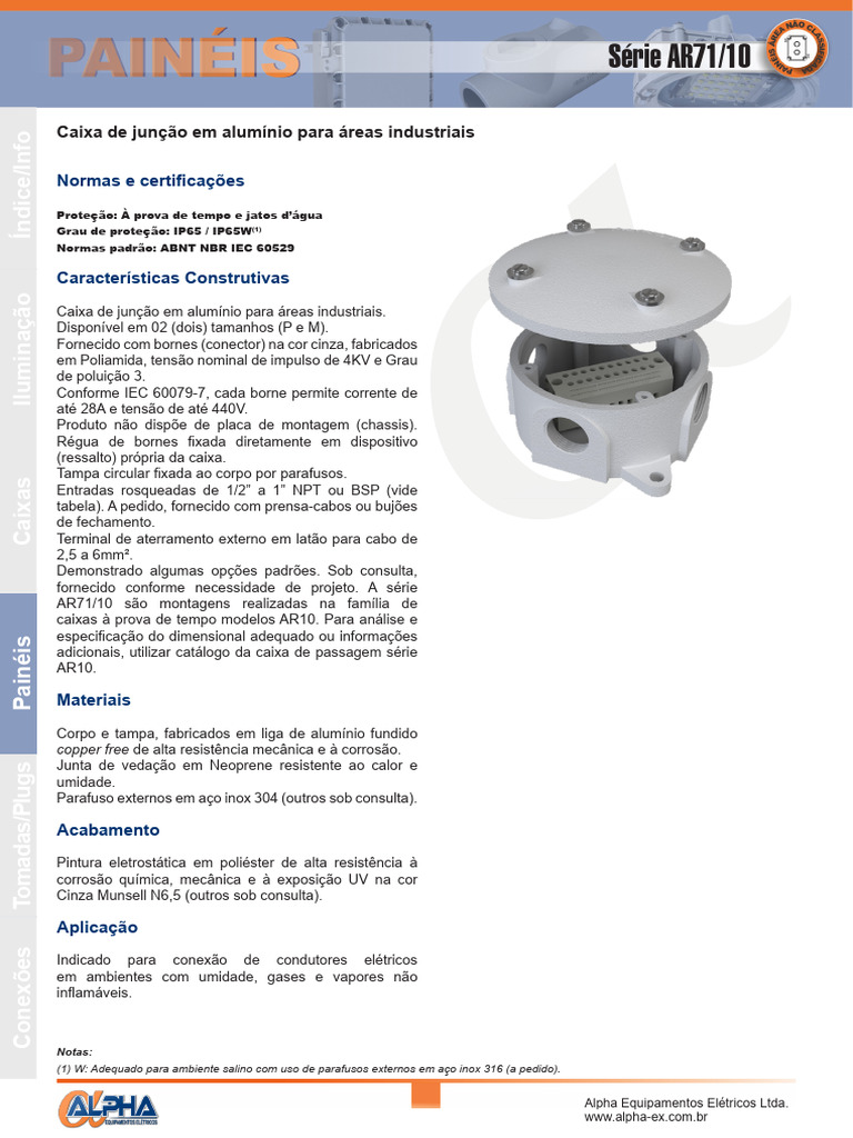 Ar71-10 (3) - Caixa de Ligação Redonda Com Borne | PDF | Conector elétrico