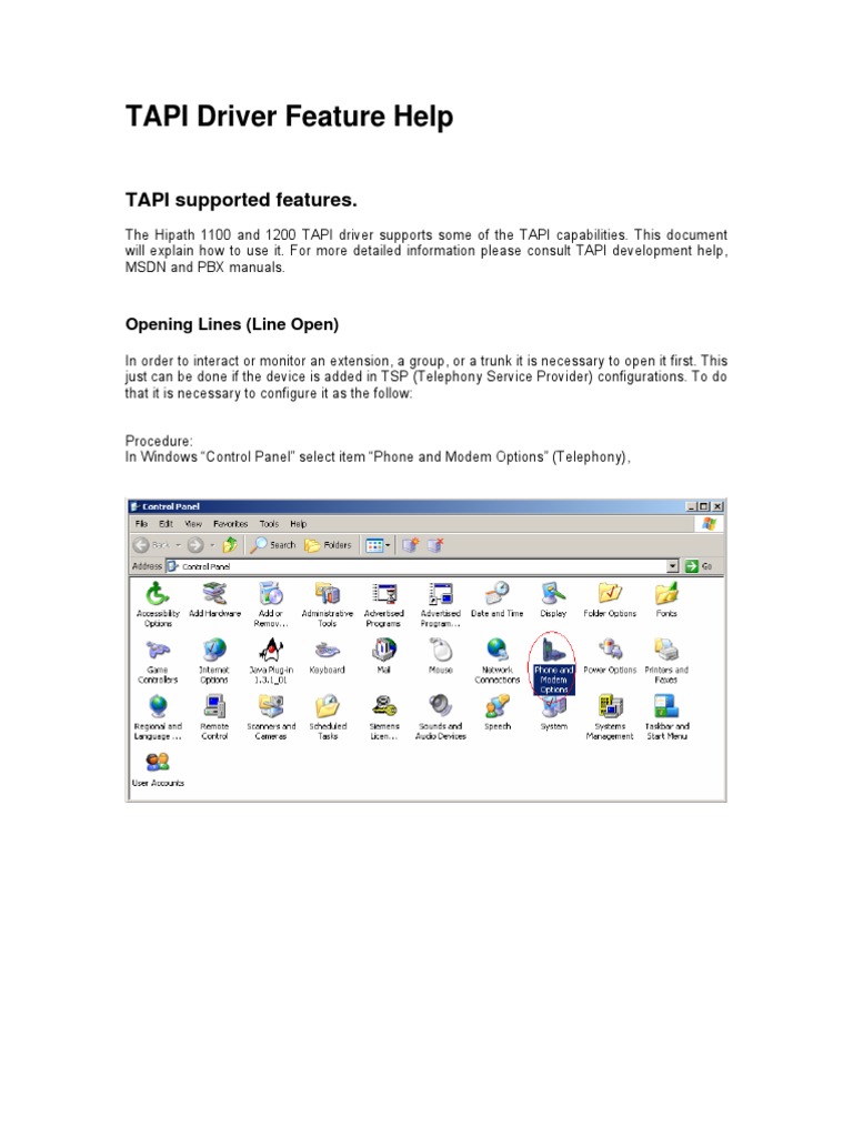 TAPI Driver Feature Help Guide | PDF | Parameter (Computer Programming ...