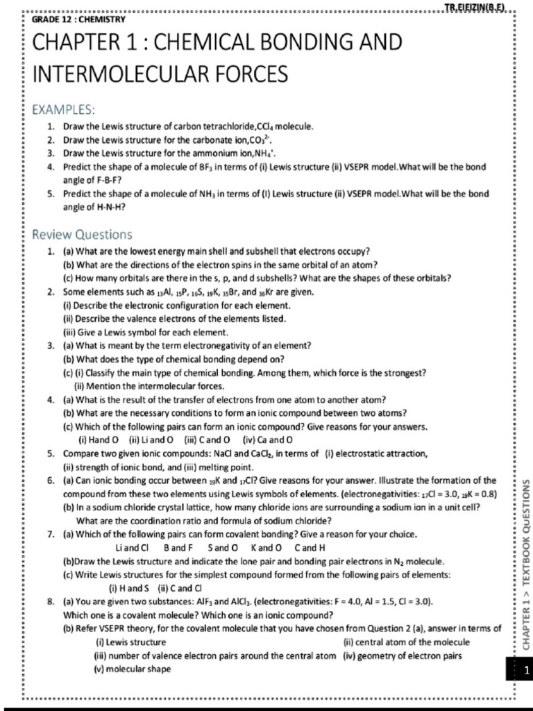 G-12 Chem Review Plus Ex 1 - ) 6 | PDF