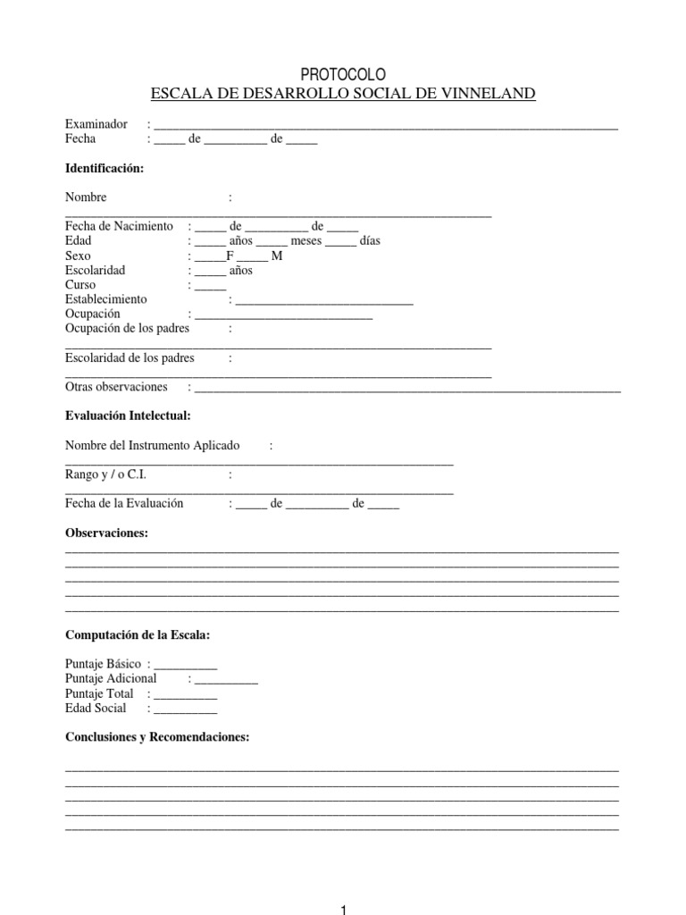 Protocolo Vineland | PDF