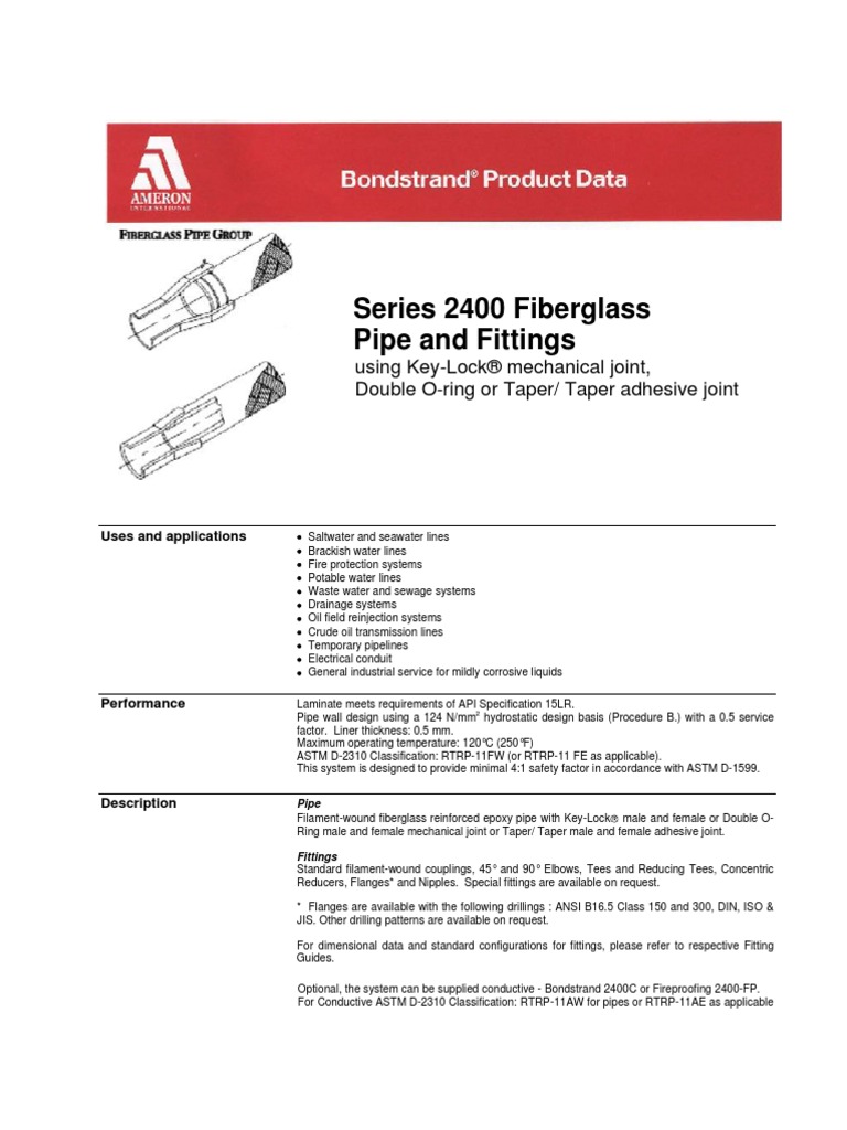 Bondstrand 2400 and Fittings | PDF | Strength Of Materials | Fiberglass
