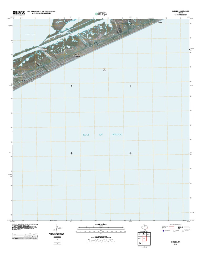 Topographic Map of Caplen | PDF | United States Geological Survey | Map
