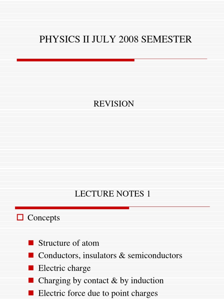 Revision Notes Physics | PDF | Series And Parallel Circuits | Inductance