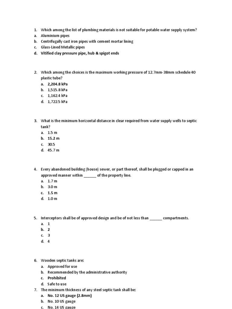Plumbing Q and A With Answer PDF | PDF | Plumbing | Pipe (Fluid Conveyance)