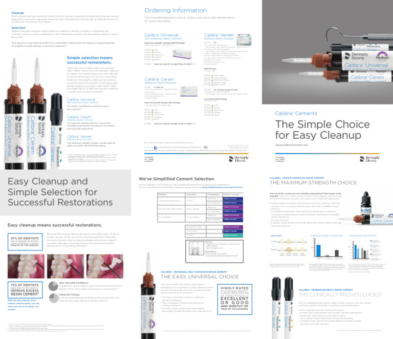 Calibra Family of Cements Brochure US VERSION | PDF | Dental Composite ...
