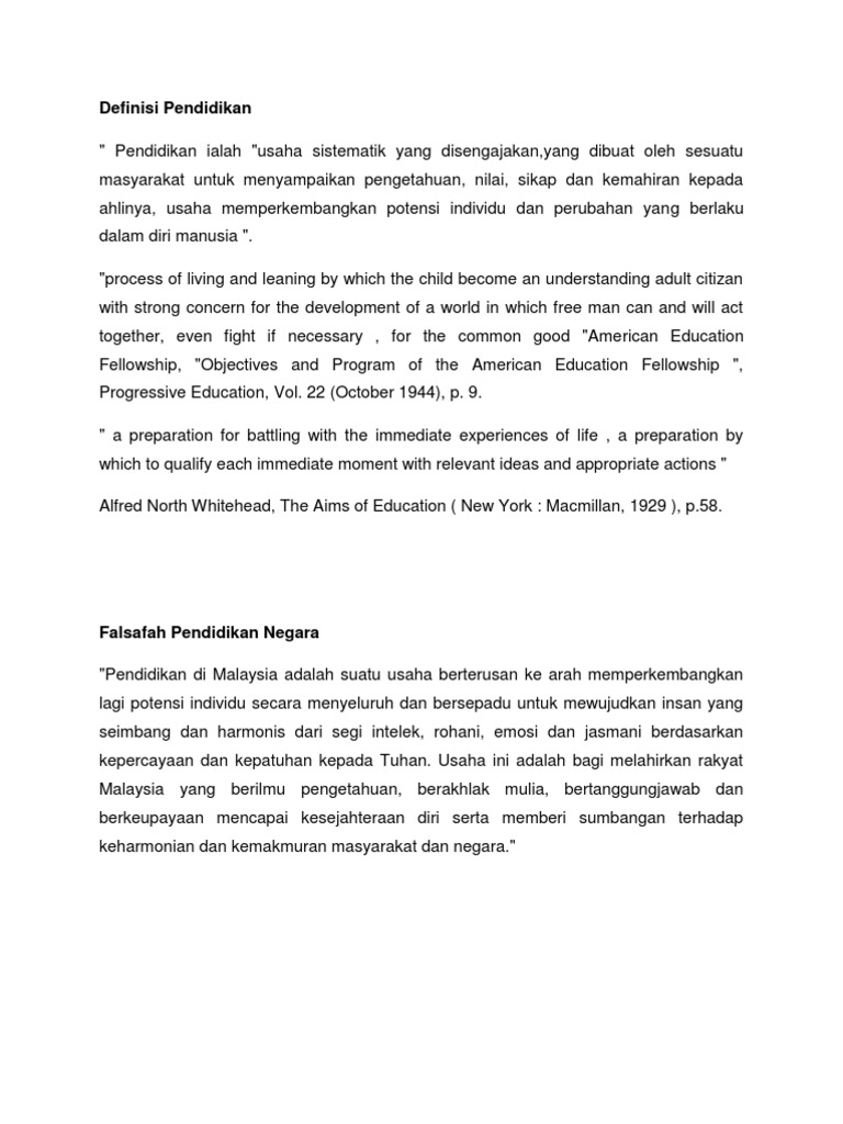 Definisi Pendidikan | PDF