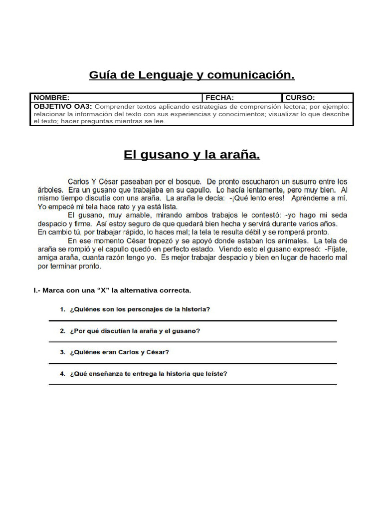 Guía de Comprension de Lectura N 2 | PDF