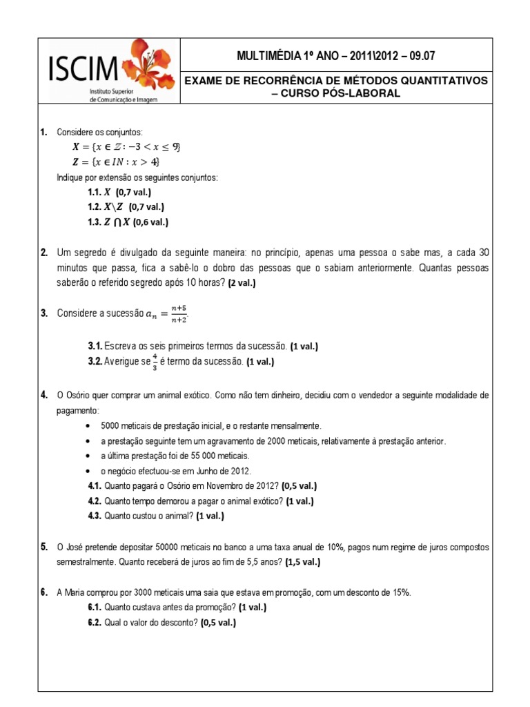 Exame Do Iscim Recorrencia | PDF