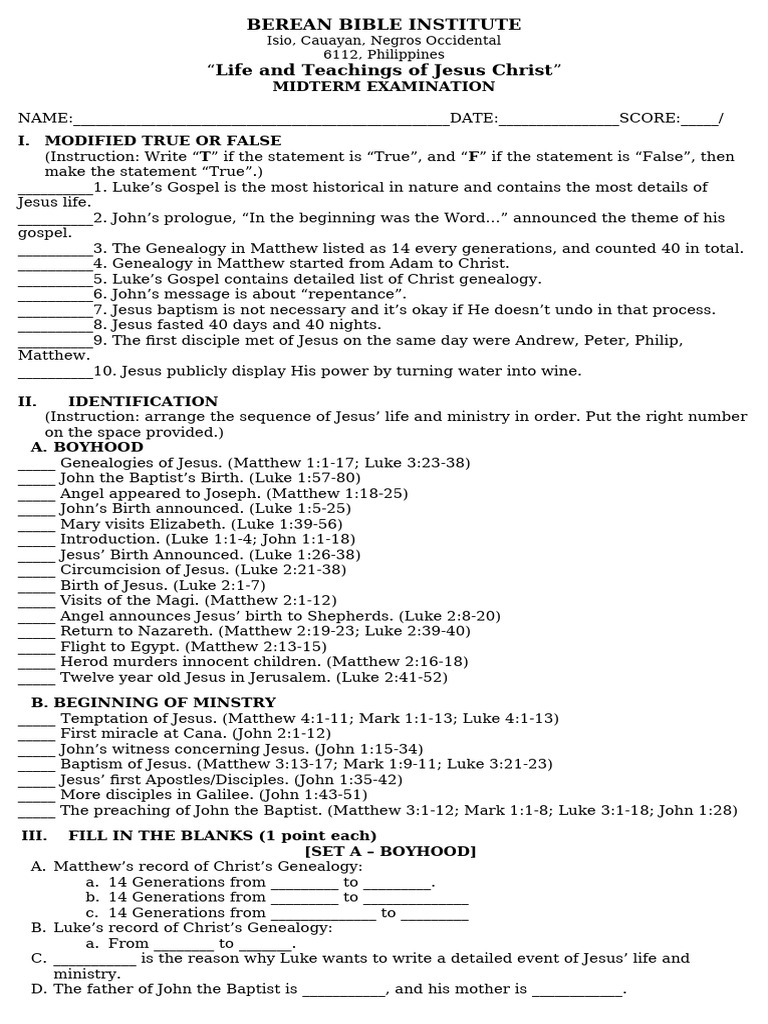 Life and Teachings of Jesus Christ | PDF | Jesus | Gospel Of Matthew