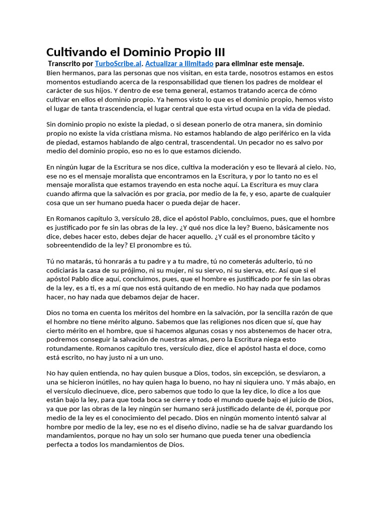 Cultivando el Dominio Propio III | PDF | Fe | Gracia divina