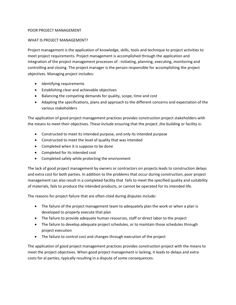 Poor Project Management | Project Management | Accountability