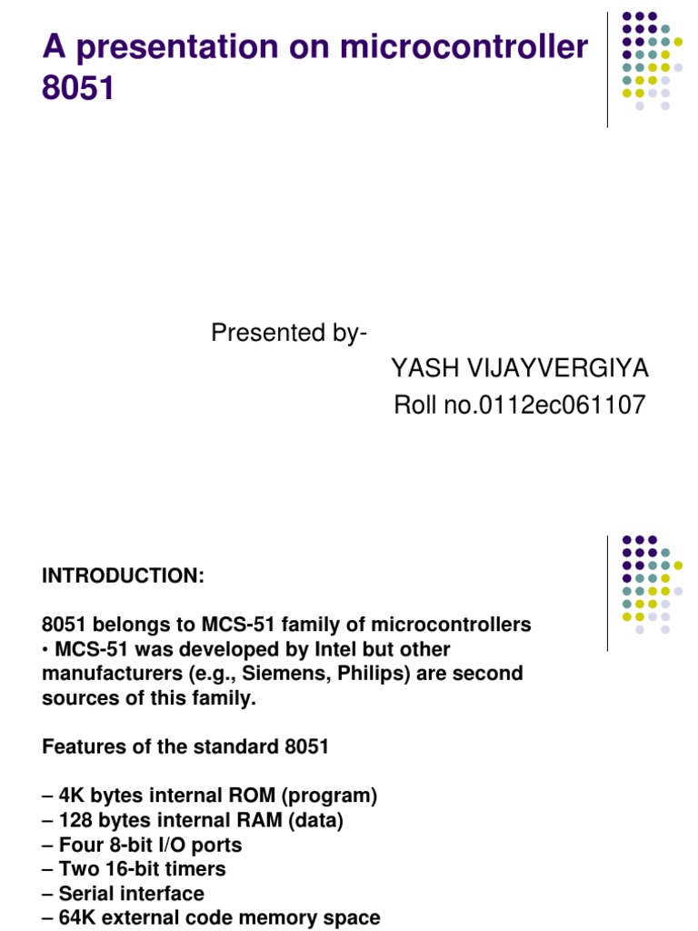 8051 Microcontroller Overview And Features Pdf Microcontroller