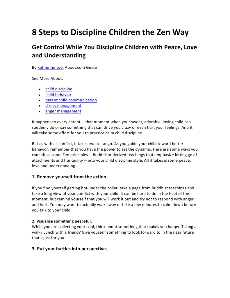 8 Steps To Discipline Children The Zen | PDF | Anger | Action (Philosophy)