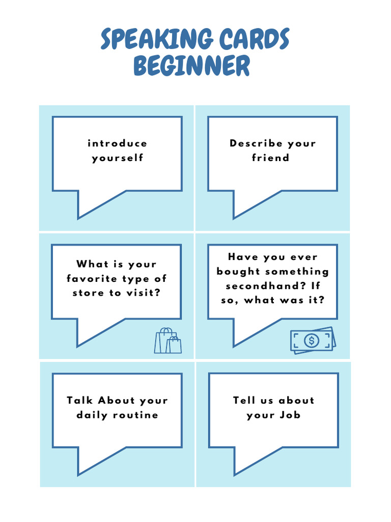 Speaking Cards Beginner | PDF
