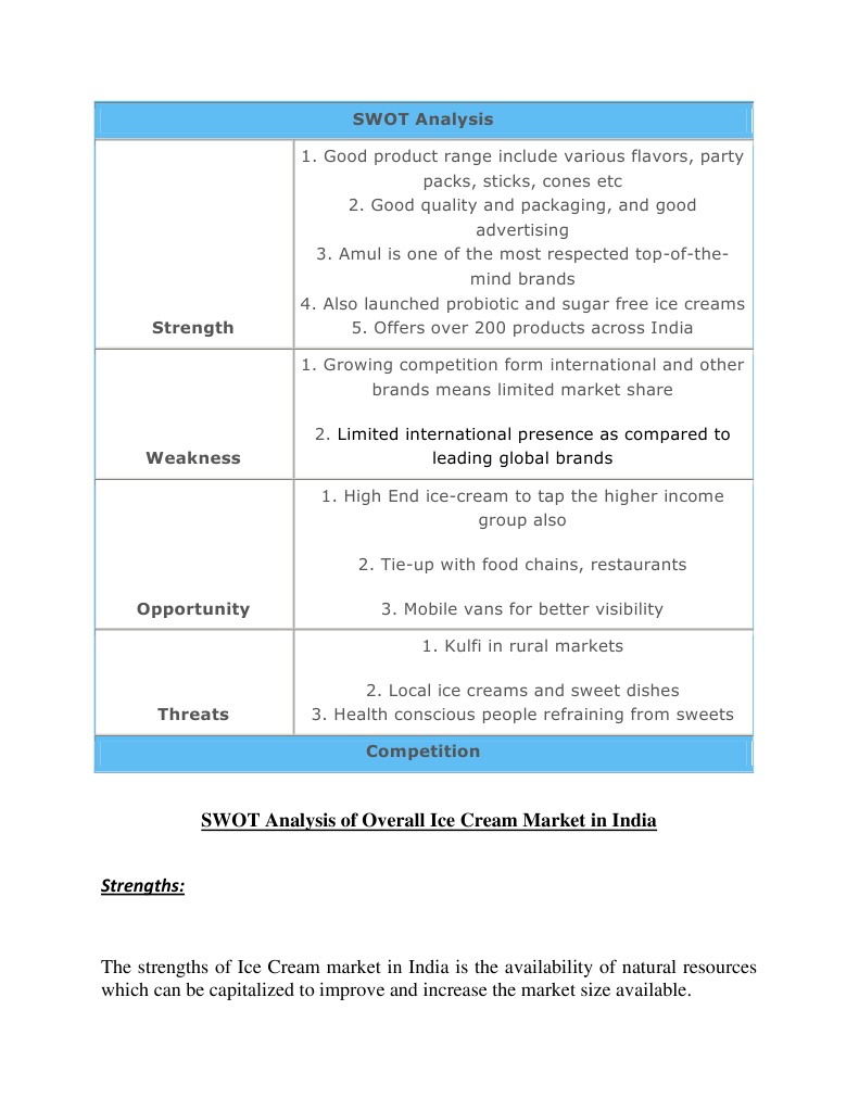 SWOT Analysis | PDF | Brand | Ice Cream