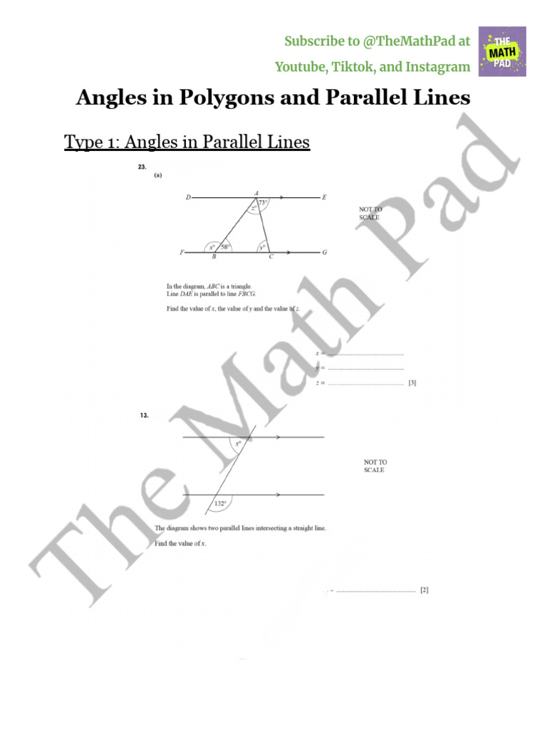 Angles in Polygons and Parallel Lines | PDF