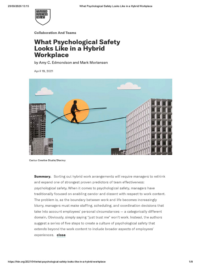 What Psychological Safety Looks Like in A Hybrid Workplace | PDF