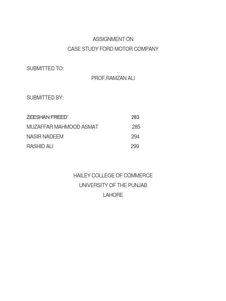 Ford Motor Company Pdf Ford Motor Company Strategic Management