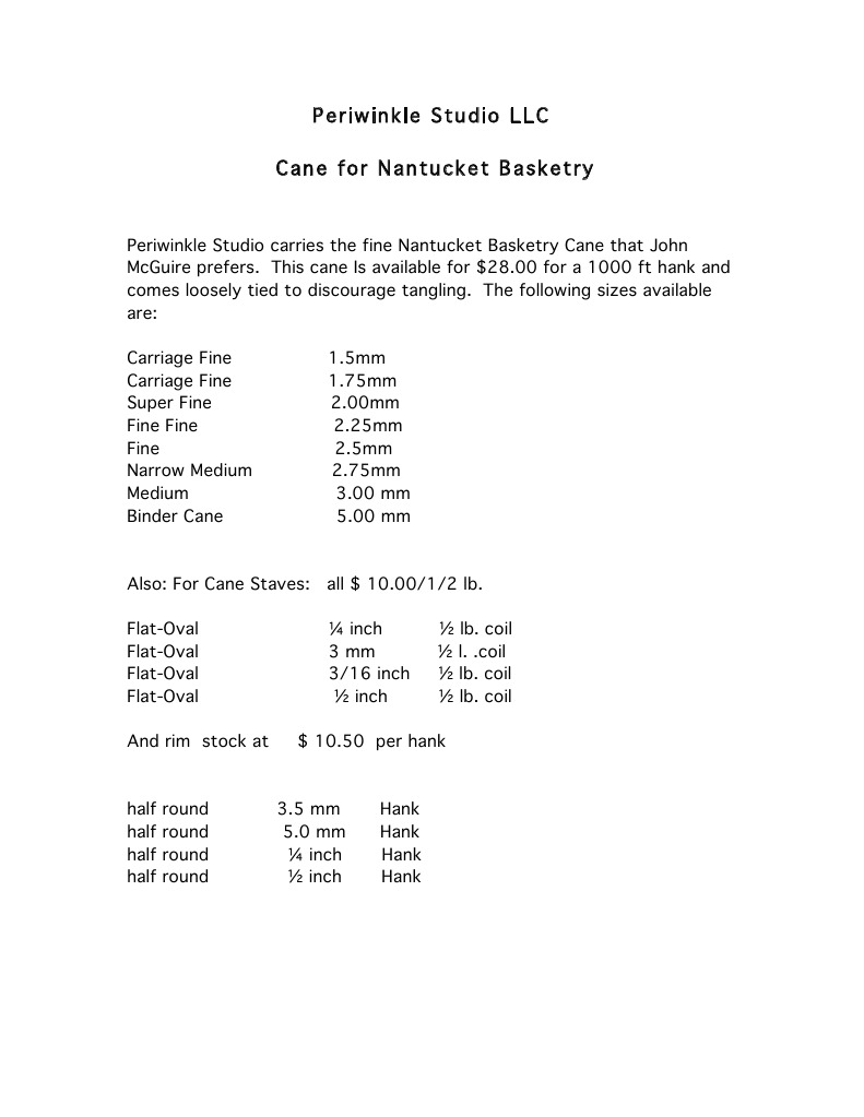 Nantucket Basketry Cane & Supplies | PDF